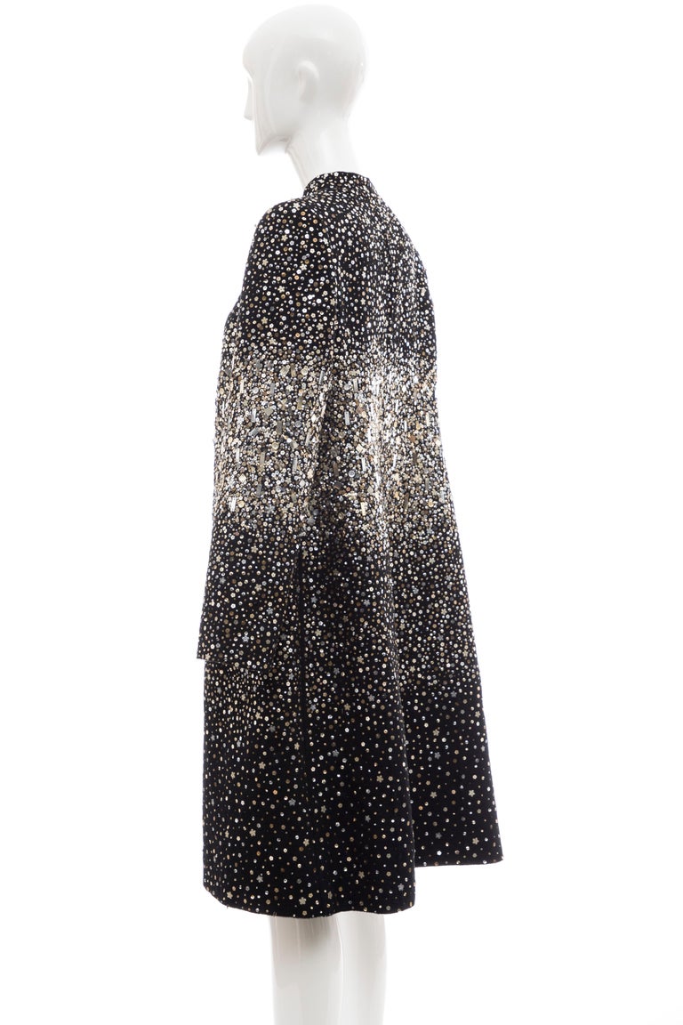Oscar De La Renta Runway Black Embroidered Sequin Evening Coat, Fall ...