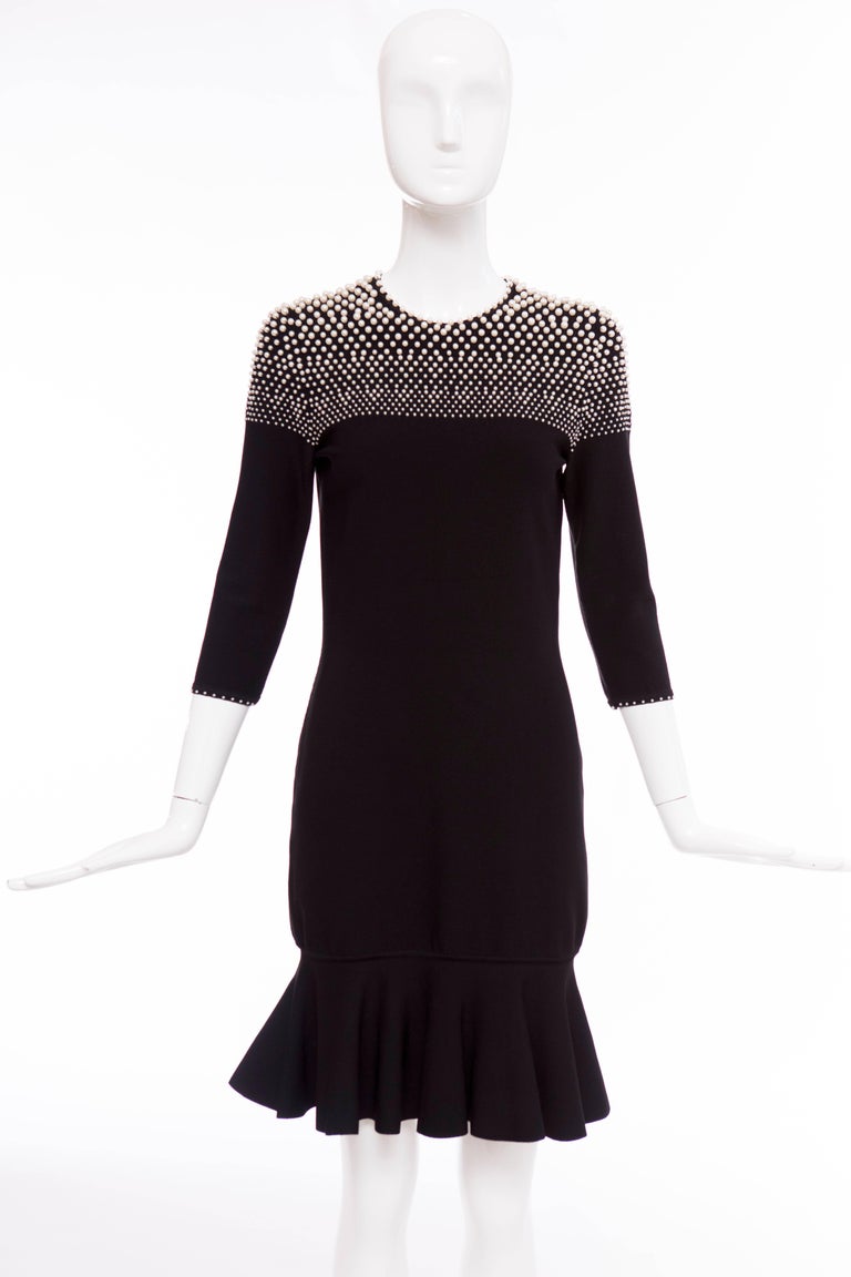 Alexander McQueen Black Knit Dress With Pearl Neckline, Autumn - Winter 2013 For Sale at 1stDibs ...