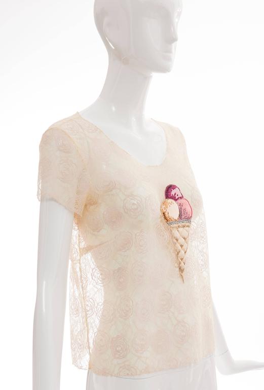 Chanel Runway Lace Top Appliquéd Sequin Crystal Ice Cream, Cruise 2004 ...