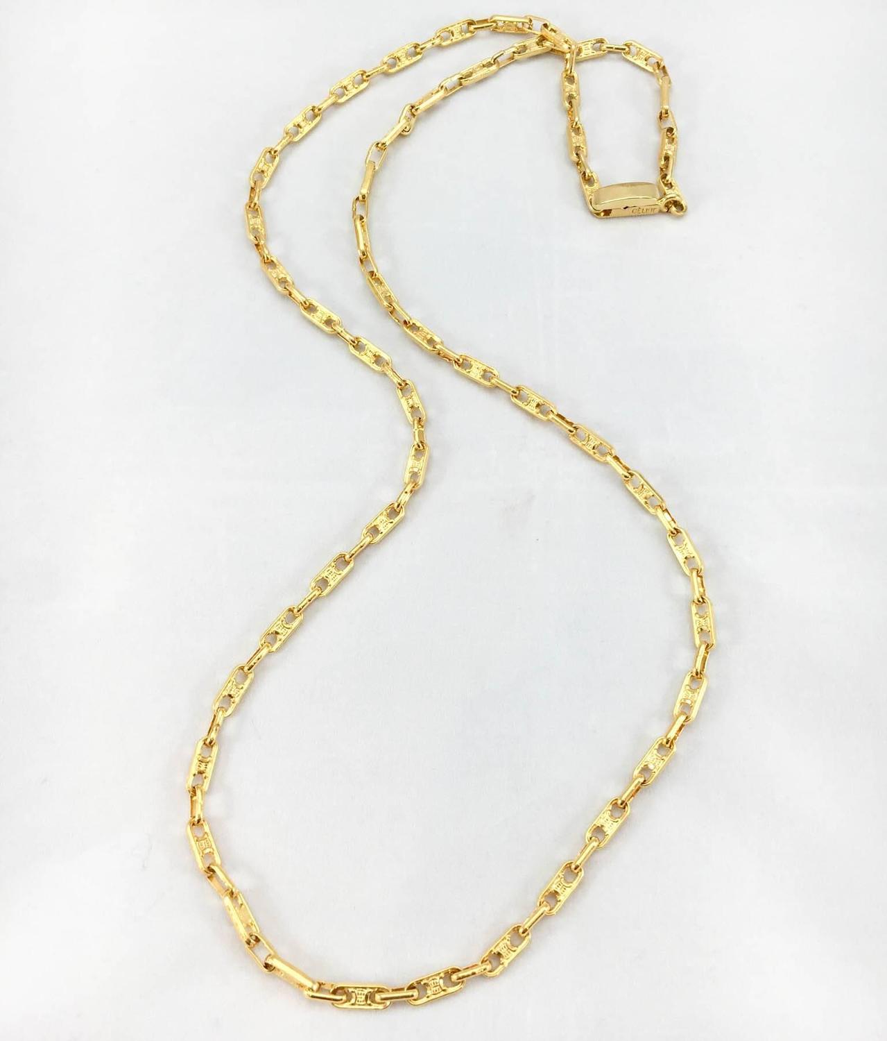 Celine Gold-Tone Long Chain - 1990s For Sale at 1stdibs