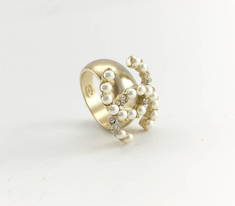 Chanel Pearls and Rhinestones 'CC' Logo Ring - 2015 at 1stDibs | chanel ...