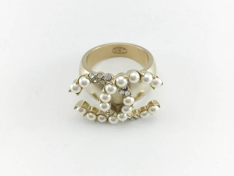 Chanel Pearls and Rhinestones 'CC' Logo Ring - 2015 at 1stDibs | chanel ...