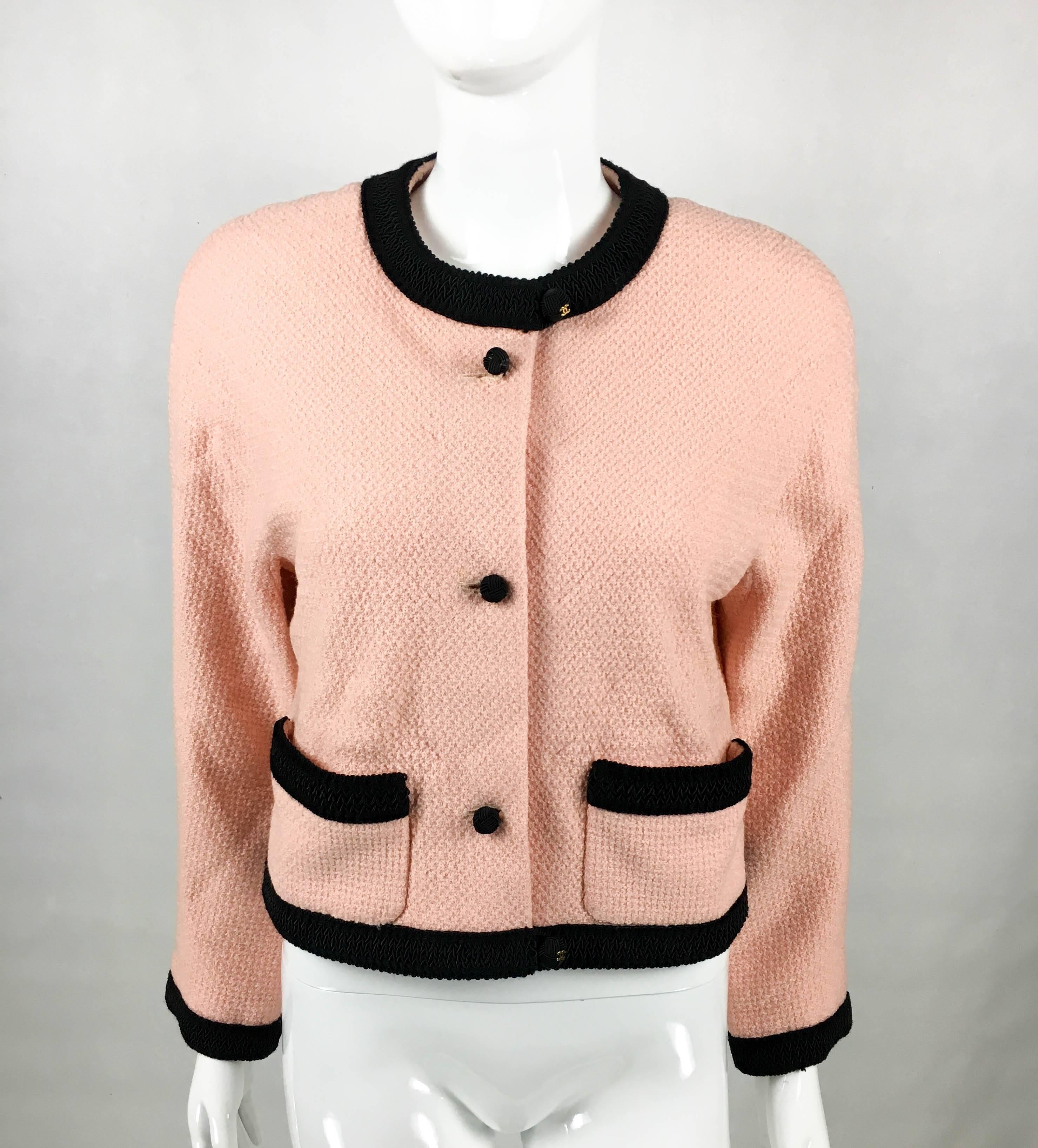 1990s Chanel Pink Tweed Cropped Jacket at 1stDibs | chanel cropped jacket