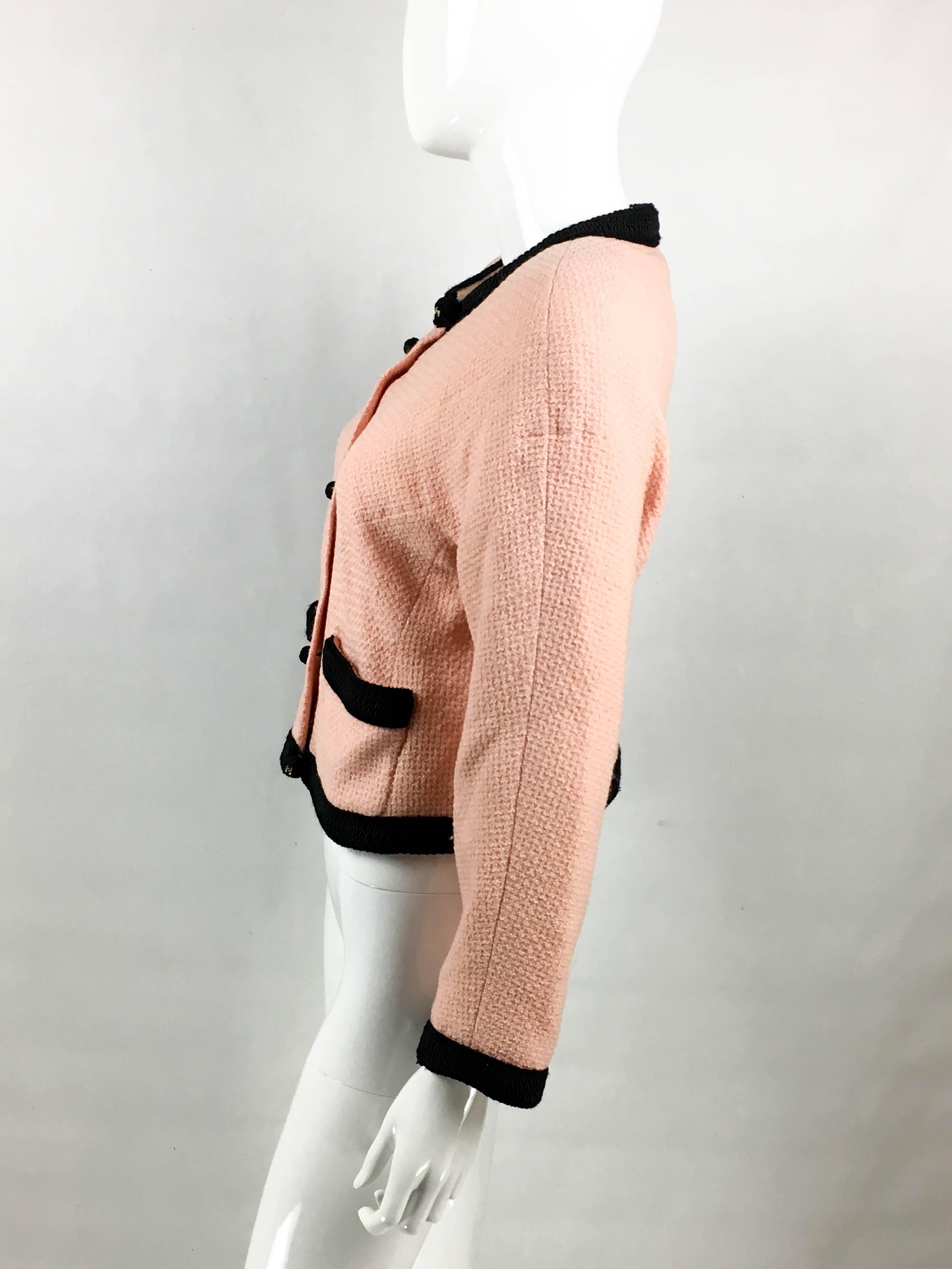 1990s Chanel Pink Tweed Cropped Jacket at 1stDibs | chanel cropped jacket