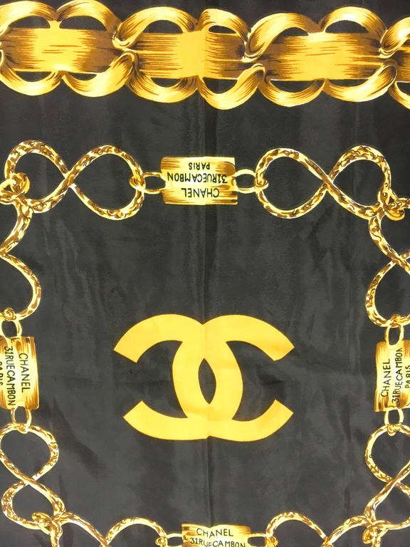 1990s Chanel Brown and Golden Chain Scarf For Sale at 1stDibs