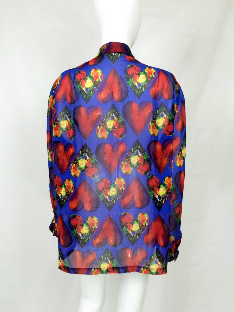 Versace 1997 Ad Campaign Chiffon Heart Shirt at 1stDibs