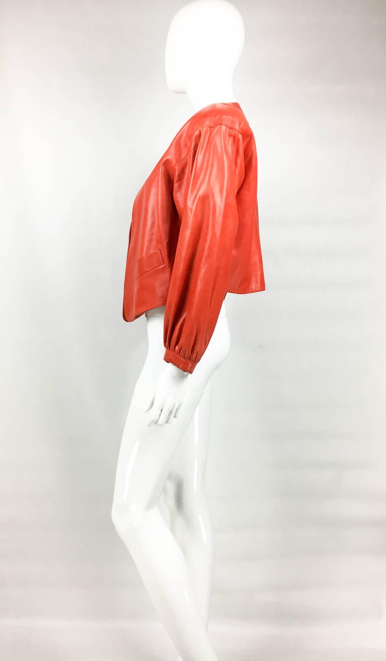 1980s Yves Saint Laurent Red Soft Leather Jacket For Sale at 1stDibs ...