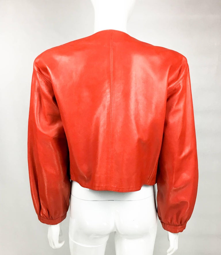 1980s Yves Saint Laurent Red Soft Leather Jacket For Sale at 1stDibs ...