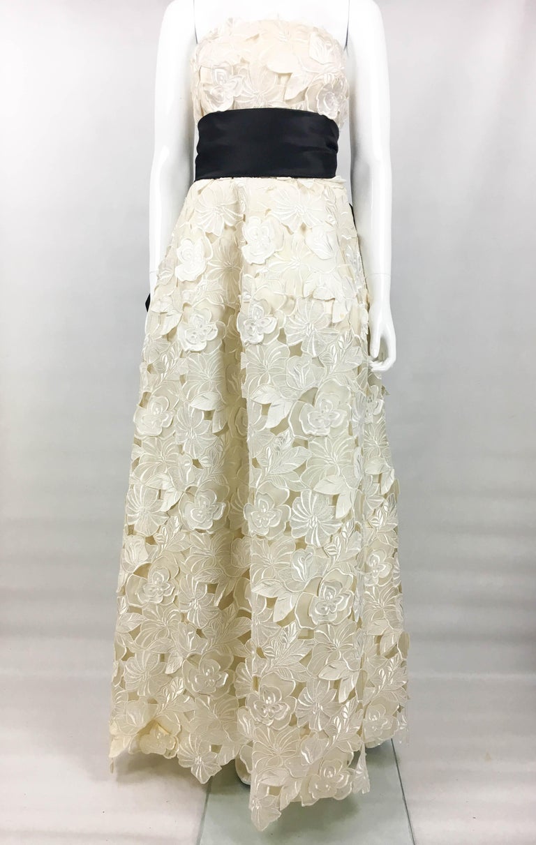 Givenchy Haute Couture Silk Evening Gown With Embroidered Overlayer ...