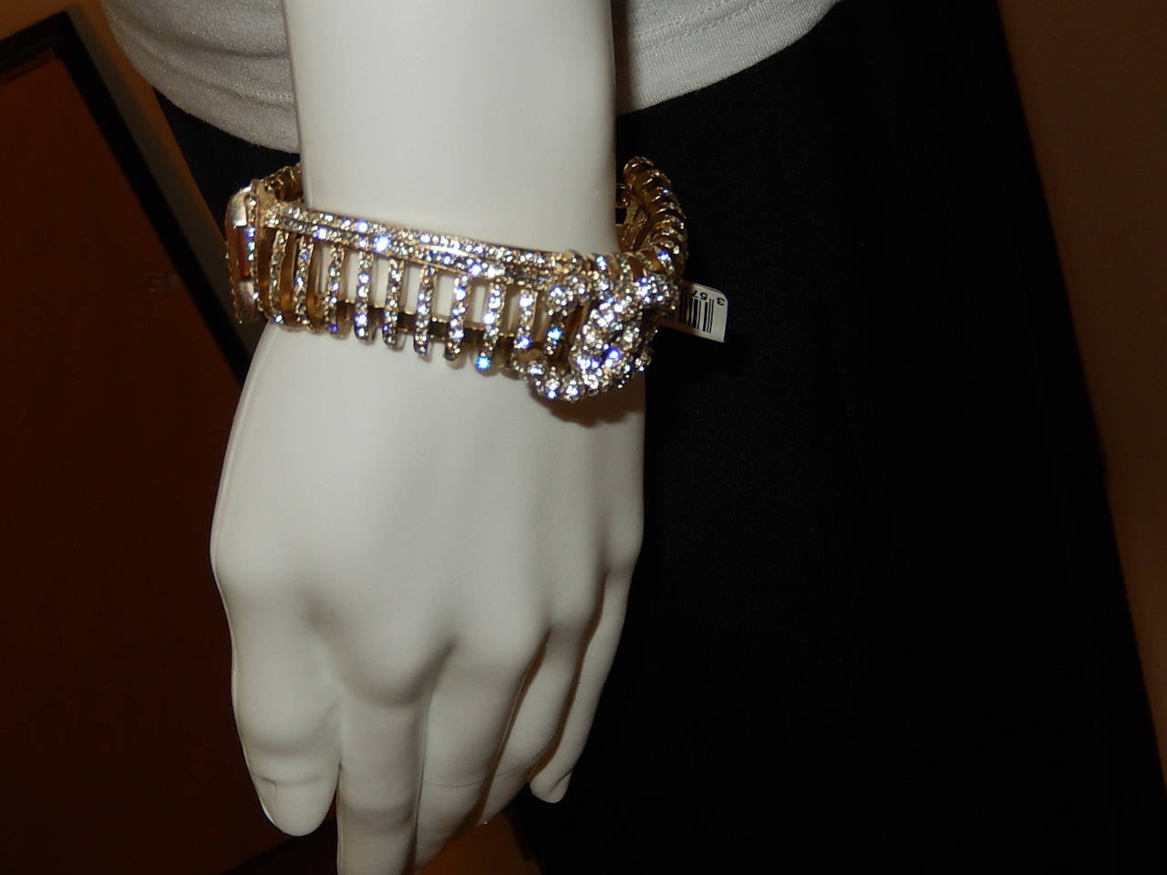 Chanel New in Box 900 Hand Set Diamante and Gold Bracelet with Huge CC ...