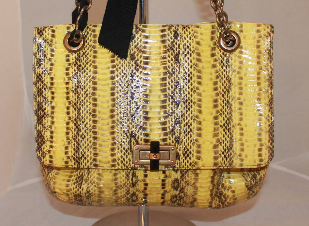 Lanvin Yellow Python Happy Style Handbag - retail $4,500 at 1stDibs | lanvin python bag