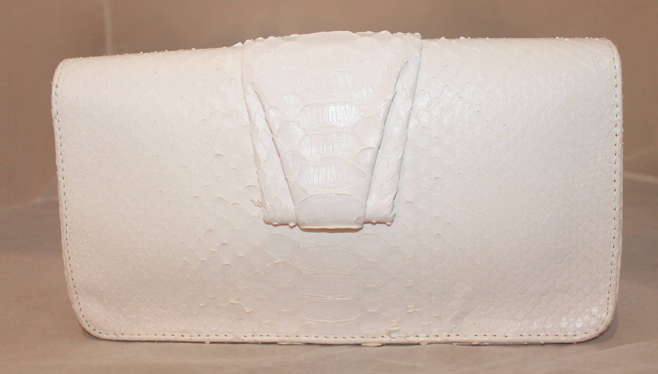 La Poshett White Rhinestone Python Clutch at 1stDibs | la poshett bags ...