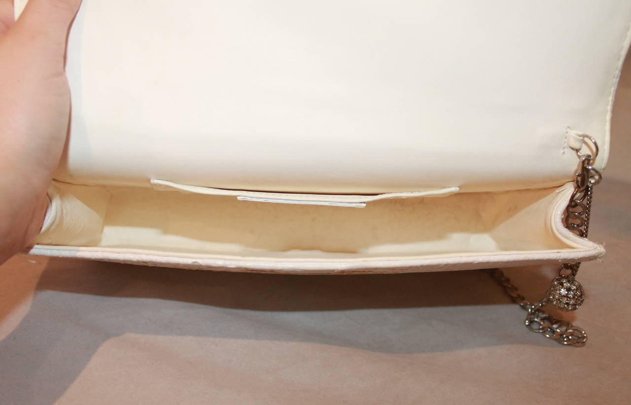 La Poshett White Rhinestone Python Clutch at 1stDibs | la poshett bags ...