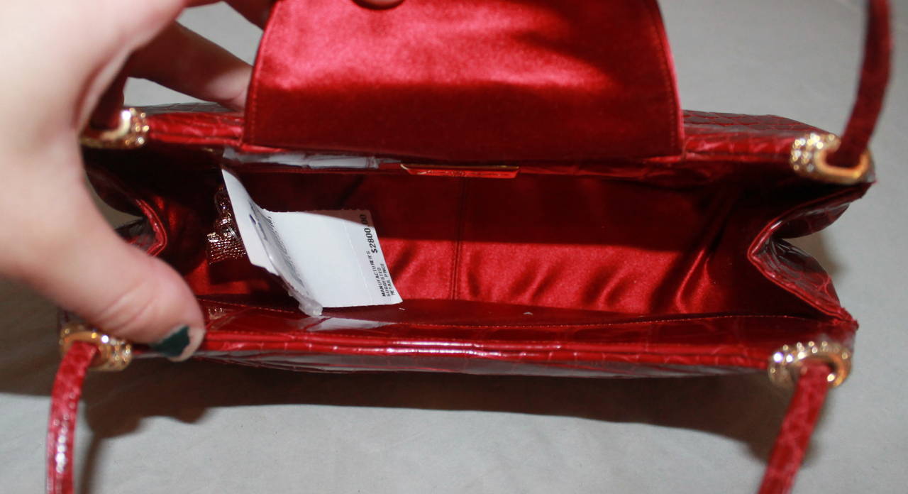 Judith Leiber Vintage Red Alligator and Sating Evening Bag at 1stDibs