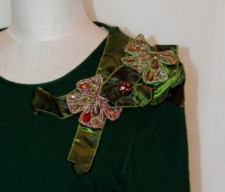 Oscar de la Renta Emerald Cashmere/Silk Blend Round Neck Sweater ...