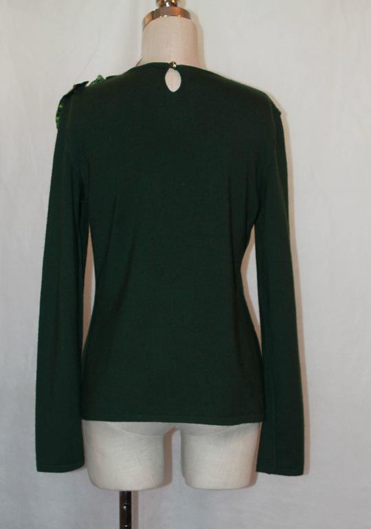 Oscar de la Renta Emerald Cashmere/Silk Blend Round Neck Sweater ...