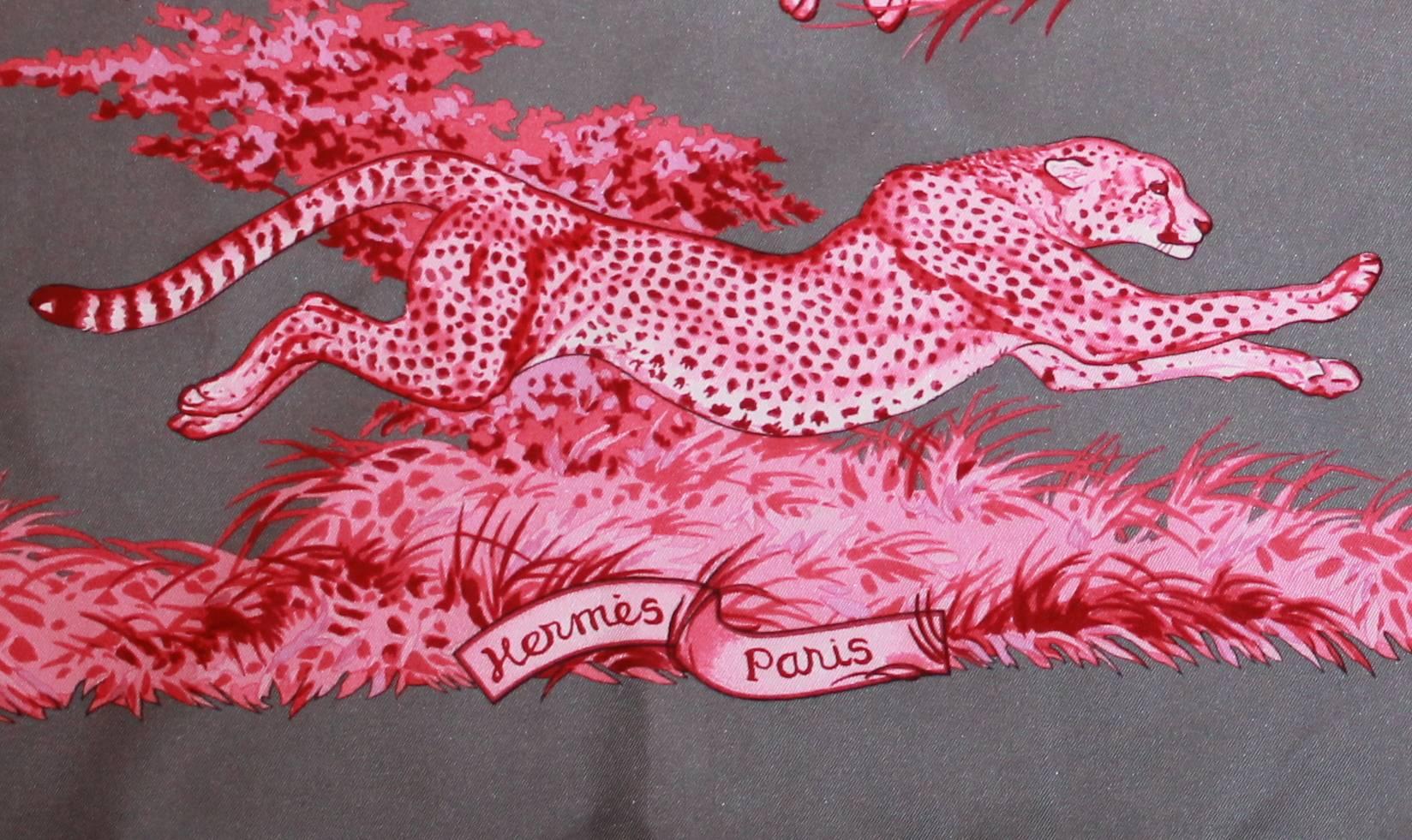 Hermes Pink and Grey Silk "Quepards" Scarf -PM at 1stDibs | cashmere ...