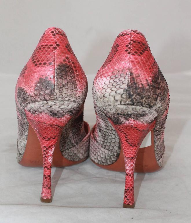 Alaia Red and Black Snake Skin Pointed Toe Pumps - 41 For Sale at ...