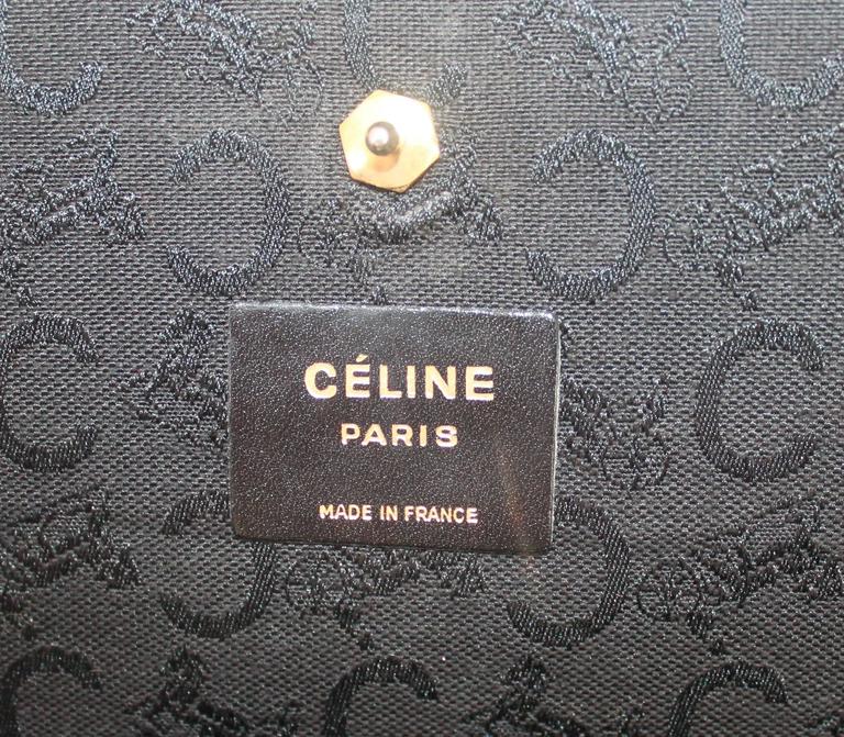 Celine Vintage Black Fabric Monogram Printed Bag w/ GHW - circa 1990's ...