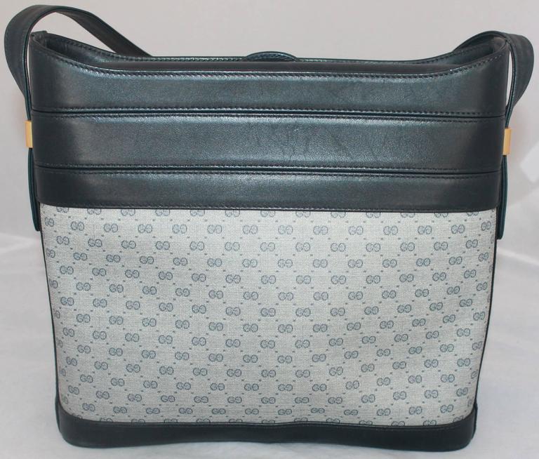Gucci Vintage Navy Monogram Printed Bag w/ Leather and GHW at 1stDibs ...
