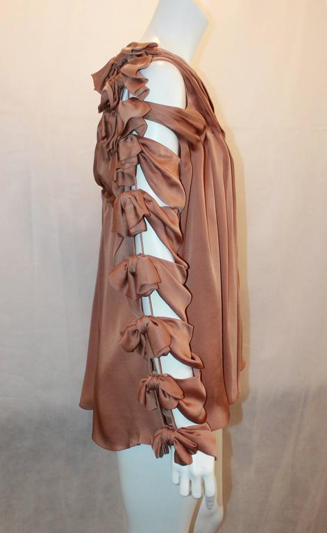 Chloe Rust Colored Silk Single Sleeve Blouse w/ Bows Down the Sleeve ...