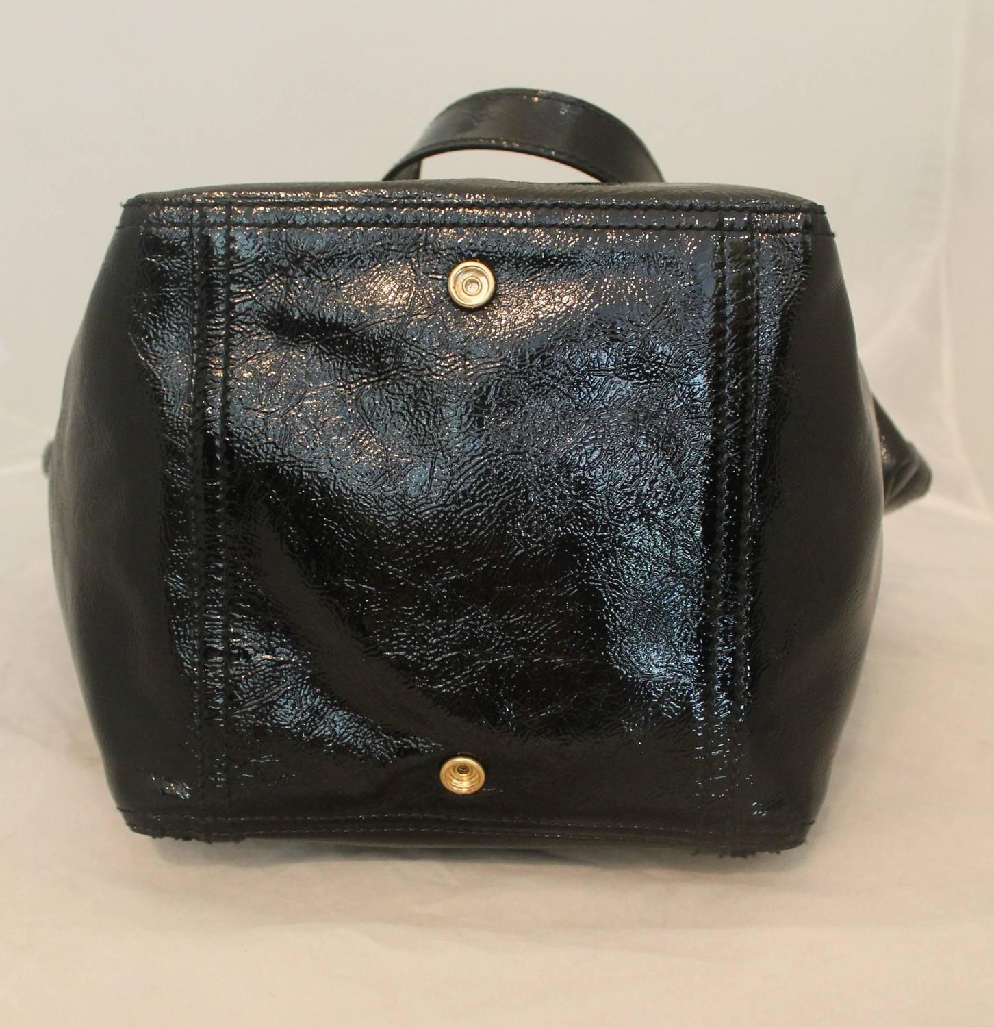 YSL Rive Gauche Black Patent "Sac Downtown" Bag - GHW at 1stdibs