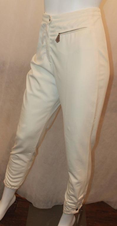 Hermes Ivory High Waisted Riding Pants - 34 - circa 1990's For Sale at ...