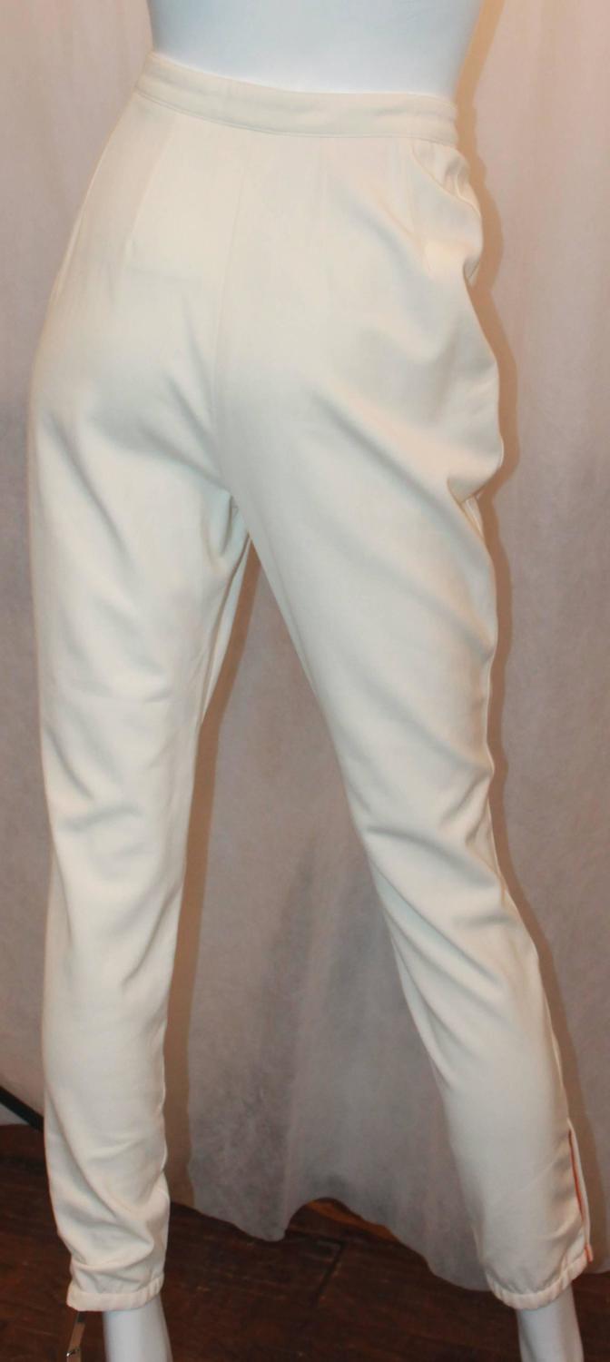 Hermes Ivory High Waisted Riding Pants - 34 - circa 1990's For Sale at ...
