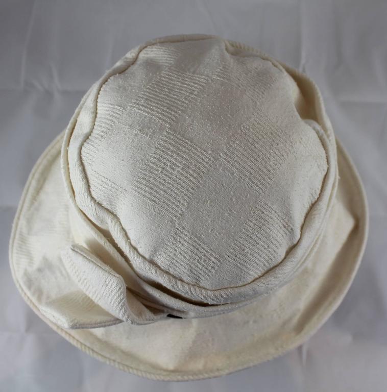 Suzanne Couture Millinery Ivory Cloth Floppy Hat with a Wooden Button ...