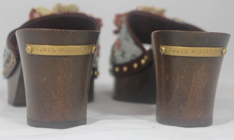 Louis Vuitton Grey Monogram Clog w/ Rhinestone and Floral Raffia Decor ...