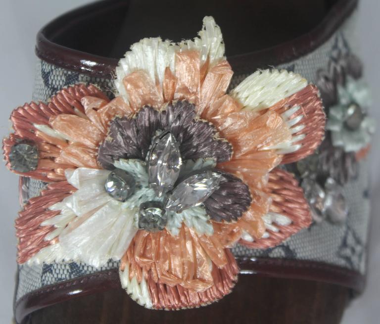 Louis Vuitton Grey Monogram Clog w/ Rhinestone and Floral Raffia Decor ...