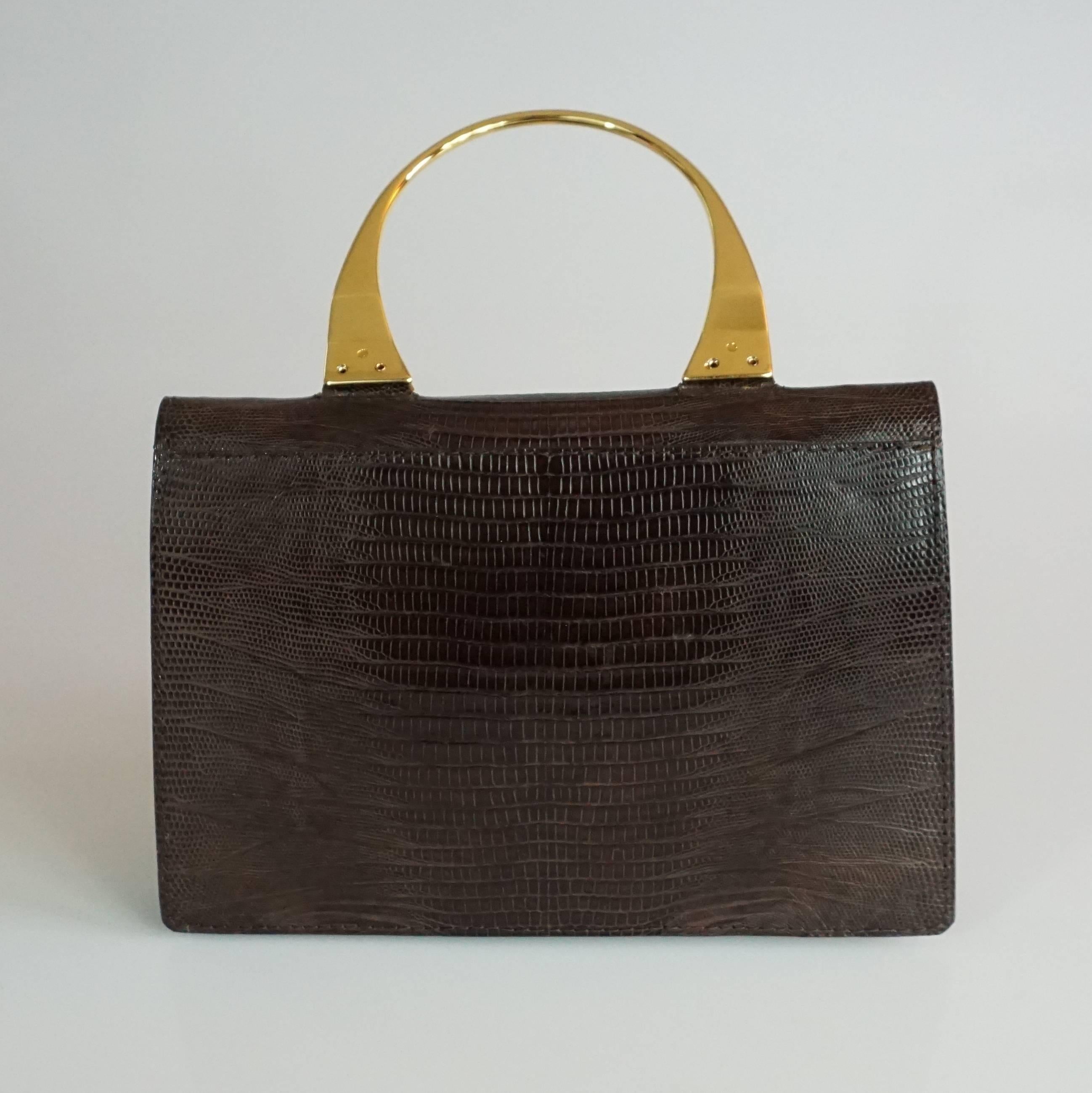 Lopez Taibo Brown Lizard Top Handle Handbag For Sale at 1stDibs