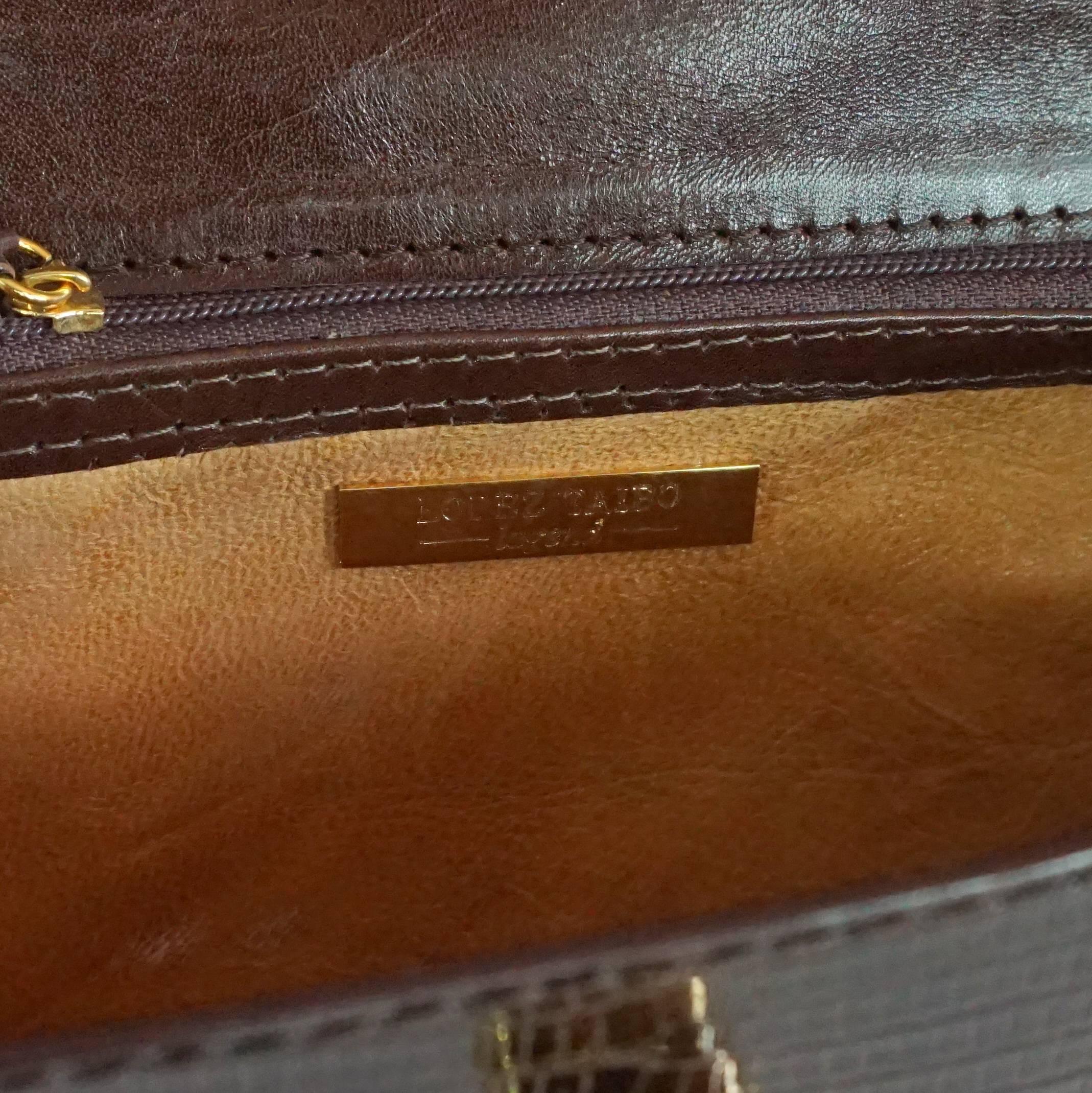 Lopez Taibo Brown Lizard Top Handle Handbag For Sale at 1stDibs