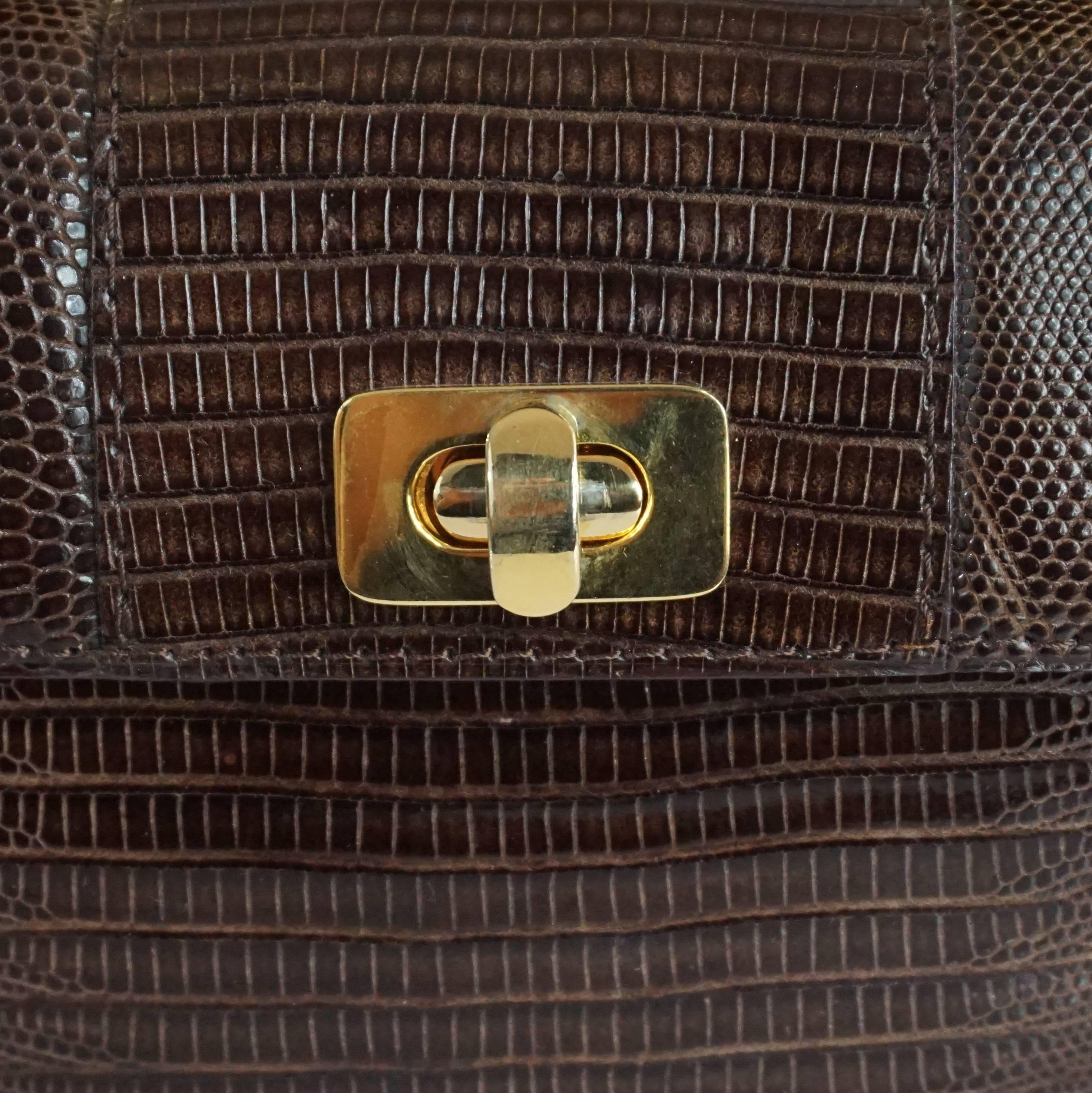 Lopez Taibo Brown Lizard Top Handle Handbag For Sale at 1stDibs