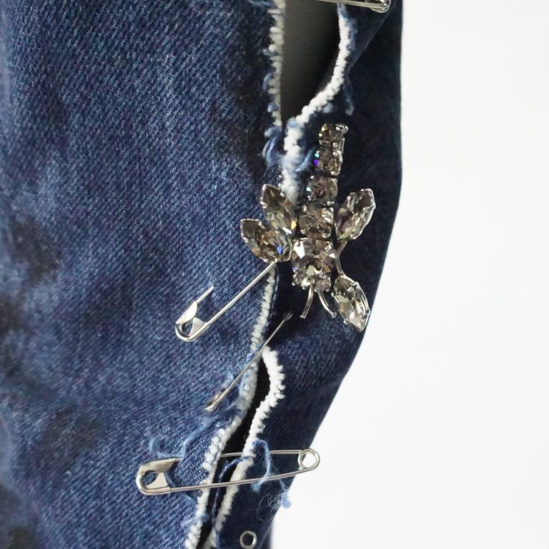 Dolce and Gabbana Ripped Grunge Jeans with Rhinestone Brooches - S at ...