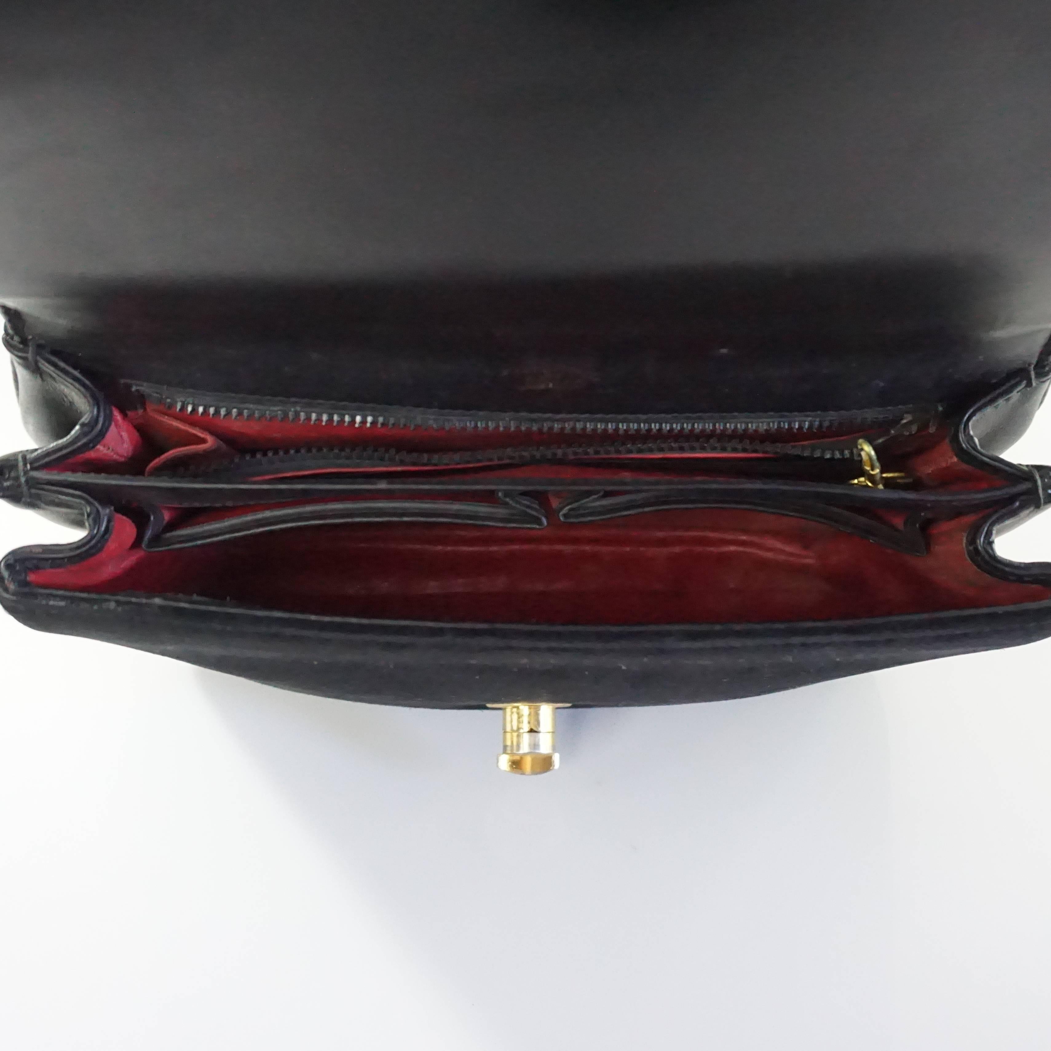 Gucci Vintage Black Suede Top Handle Bag with Leather - 1950's - GHW ...