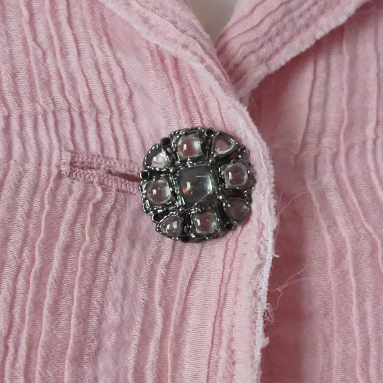 Chanel Pink Cotton Blend Top with Pink and White Gripoix Buttons - 34 ...