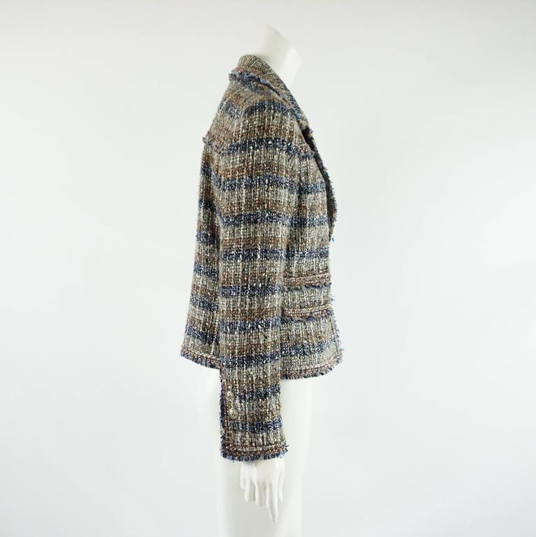 Chanel Metallic Multi-Color Tweed Jacket with Silver Buttons - 42 - 04A ...