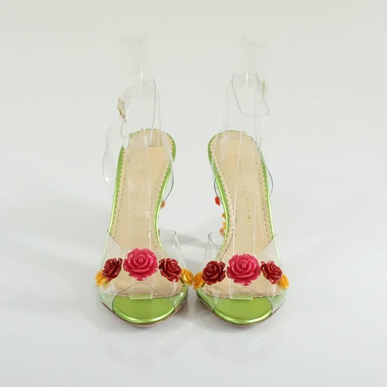 Charlotte Olympia Clear Jelly Lucite Heels with Multi Flowers - 36.5 at ...