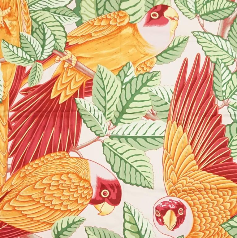 Hermes Pink and Orange Parrot Print Silk Scarf at 1stDibs | orange ...