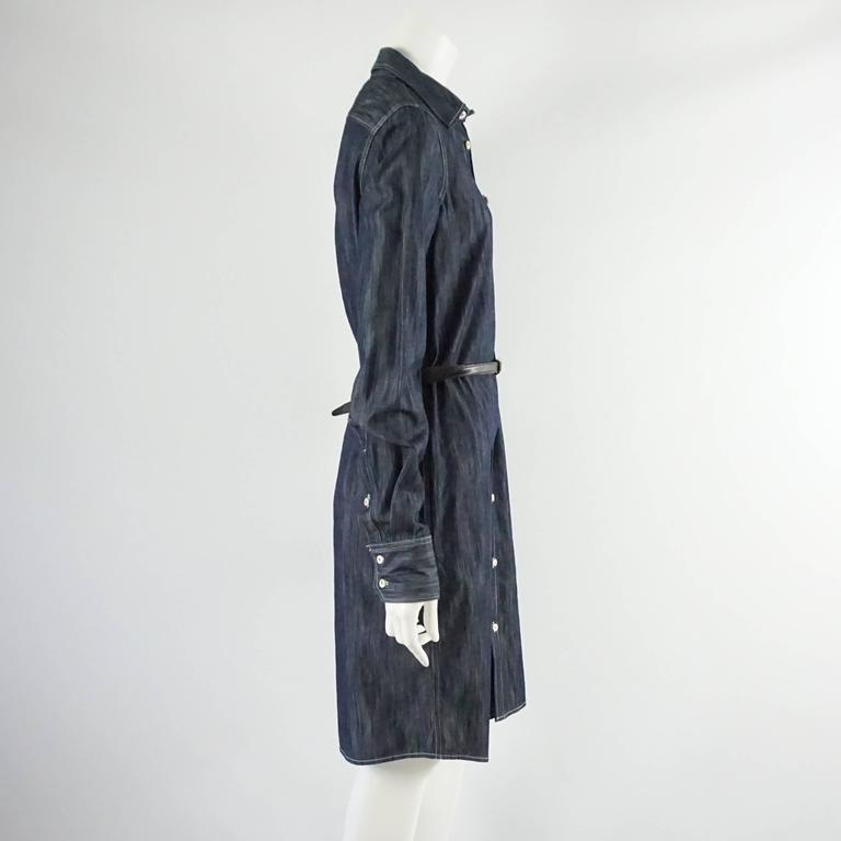 DSquared2 Blue Denim Dress with Belt and Attached Pocket Square - 44 ...