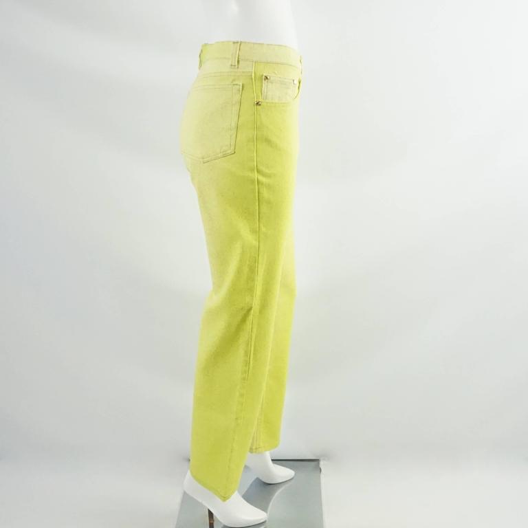 Roberto Cavalli Chartreuse and Yellow Glitter Jeans - S For Sale at ...