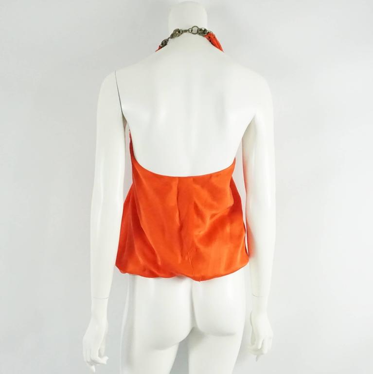 Lanvin Orange Silk Halter Top with Fringe - 38 For Sale at 1stDibs ...