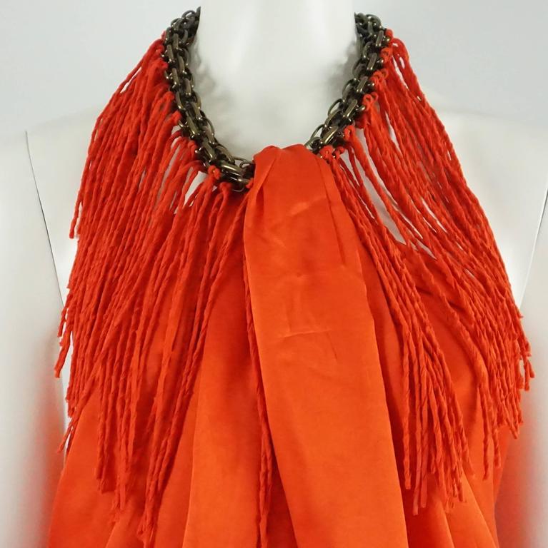 Lanvin Orange Silk Halter Top with Fringe - 38 For Sale at 1stDibs ...