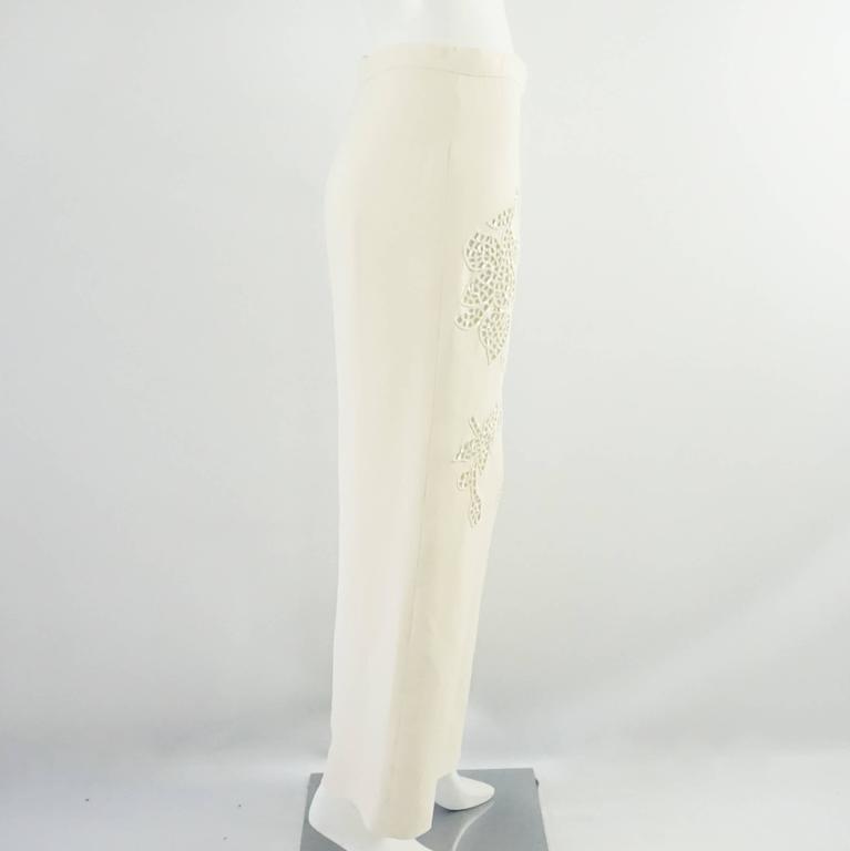Armani Ivory Silk Palazzo Pants with Sequin Cutout Embroidery – 6 at ...
