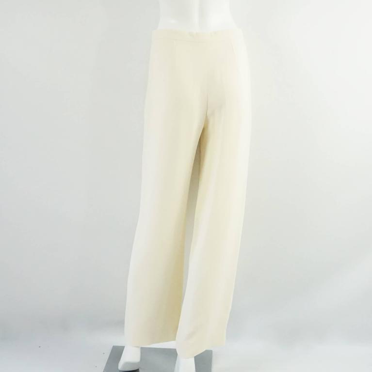 Armani Ivory Silk Palazzo Pants with Sequin Cutout Embroidery – 6 at ...