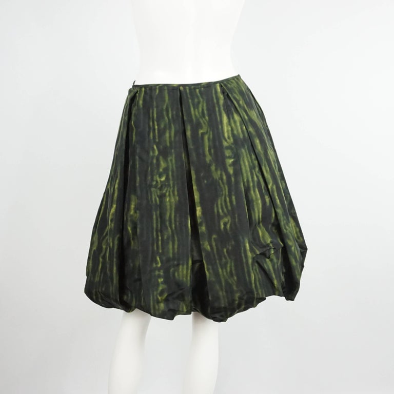 Prada Green Print Silk Taffeta Skirt - 44 at 1stDibs | green taffeta ...
