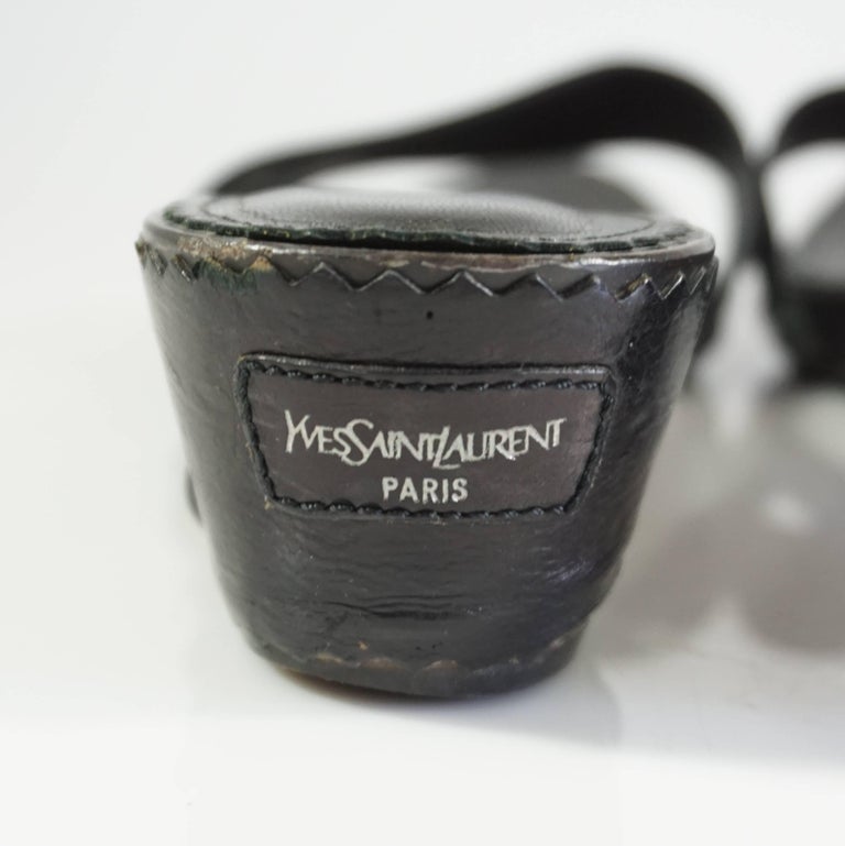 YSL Black Wooden Flat Slides - 40 For Sale at 1stDibs