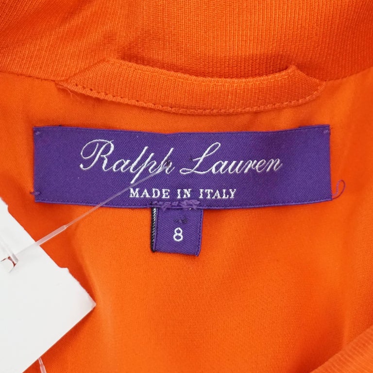 Ralph Lauren - Robe en soie orange à manches longues, étiquette ...