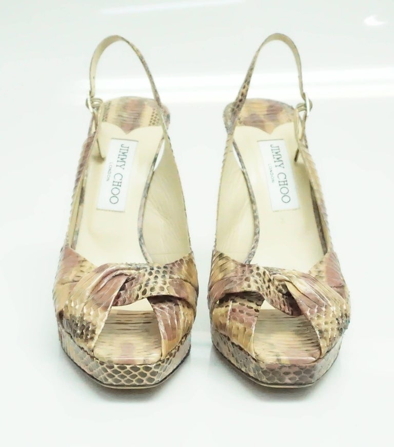 Jimmy Choo Pink Python Slingbacks - 40 For Sale at 1stDibs